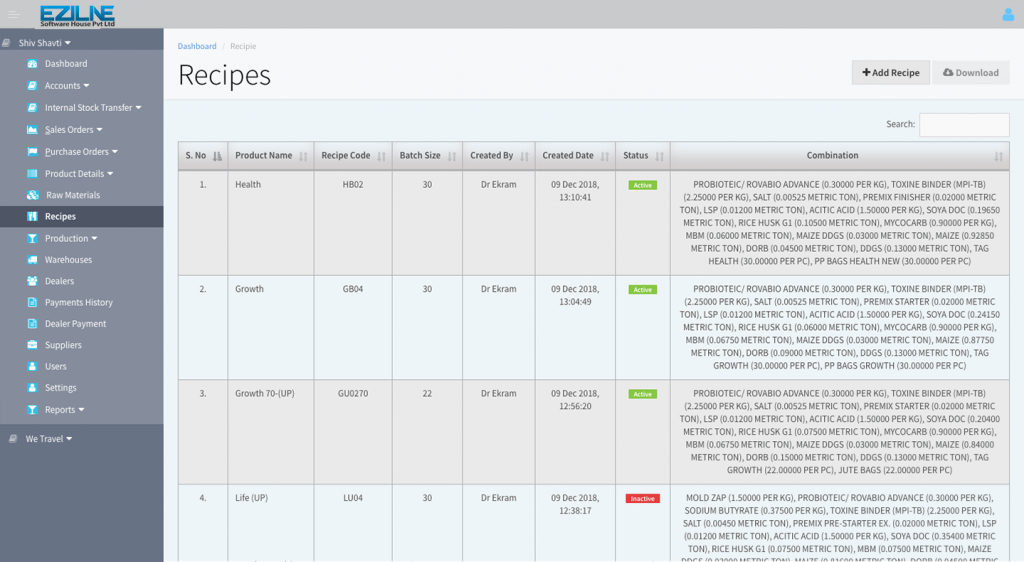 Factory Management System - EziLine Software House - Best Software House